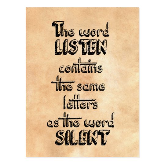Word LISTEN contains the same letters as SILENT Postcard | Zazzle.com