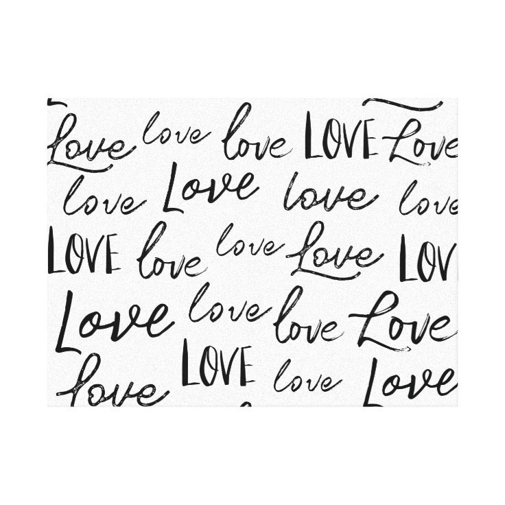 Word Love Typography Calligraphy Script Canvas Print | Zazzle