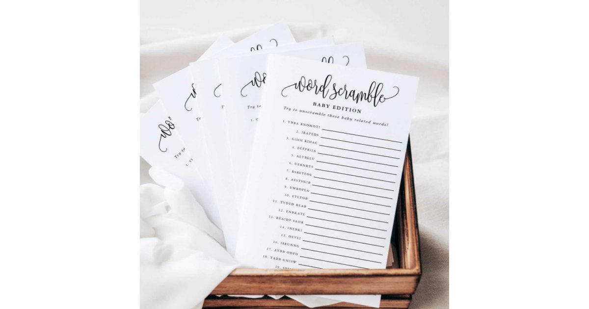 Word Scramble Baby Edition Paper Game Card | Zazzle