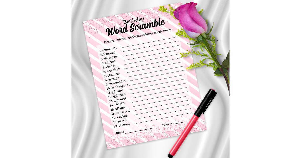Word Scramble Cocktail Birthday Game | Zazzle