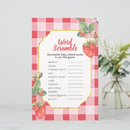 Word Scramble Game Berry Sweet baby shower Sign | Zazzle