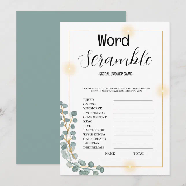 Word Scrumble Bridal Shower Game Invitation | Zazzle