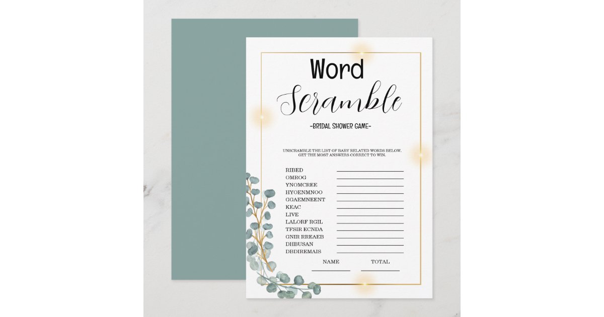 Word Scrumble Bridal Shower Game Invitation | Zazzle