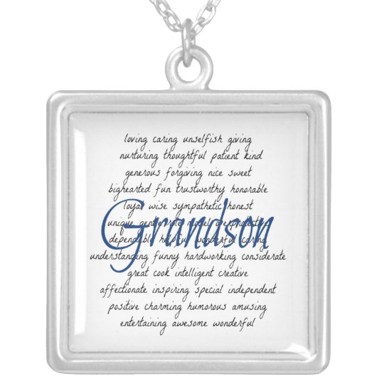 Words for Grandson Silver Plated Necklace | Zazzle.com
