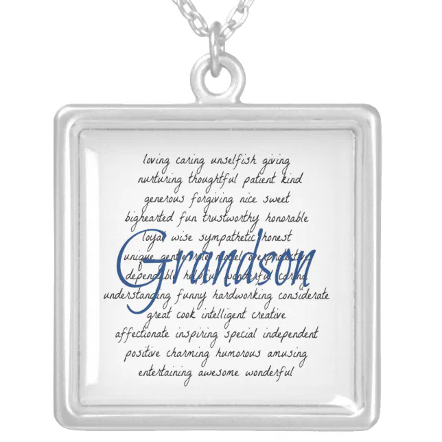 Words for Grandson Silver Plated Necklace | Zazzle