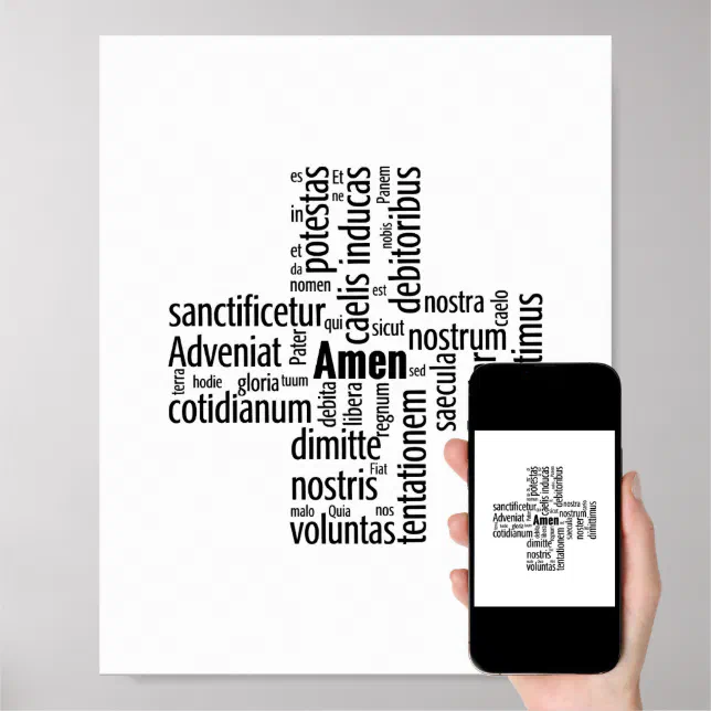 Words from the Pater Noster in Latin Poster | Zazzle