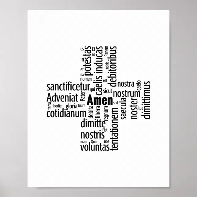Words from the Pater Noster in Latin Poster | Zazzle