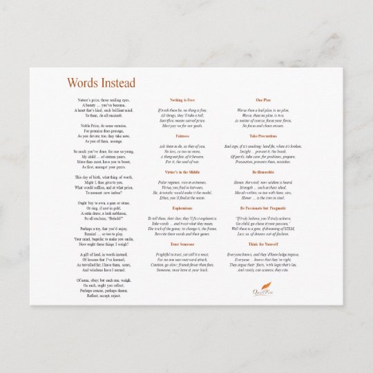 Words Instead Poem Postcard | Zazzle.com