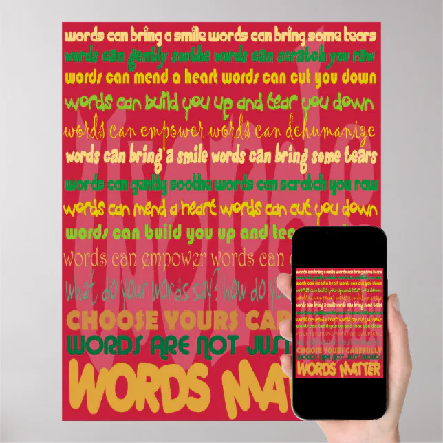 Words Matter (red) Poster | Zazzle