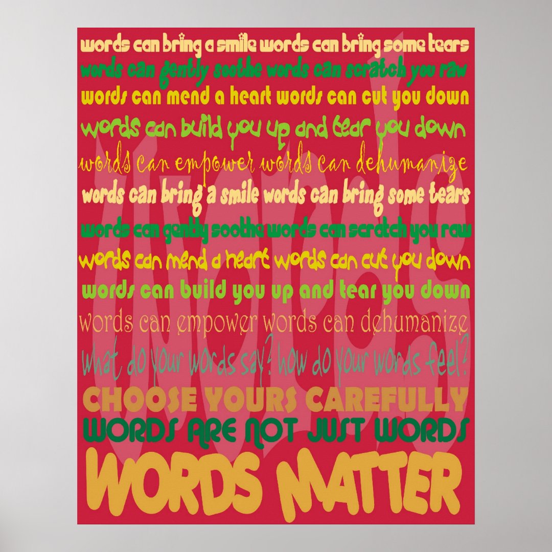 Words Matter (red) Poster | Zazzle
