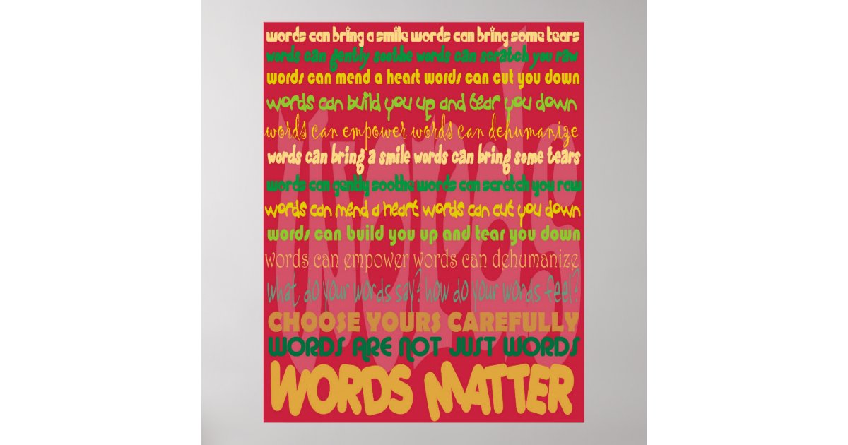 Words Matter (red) Poster | Zazzle