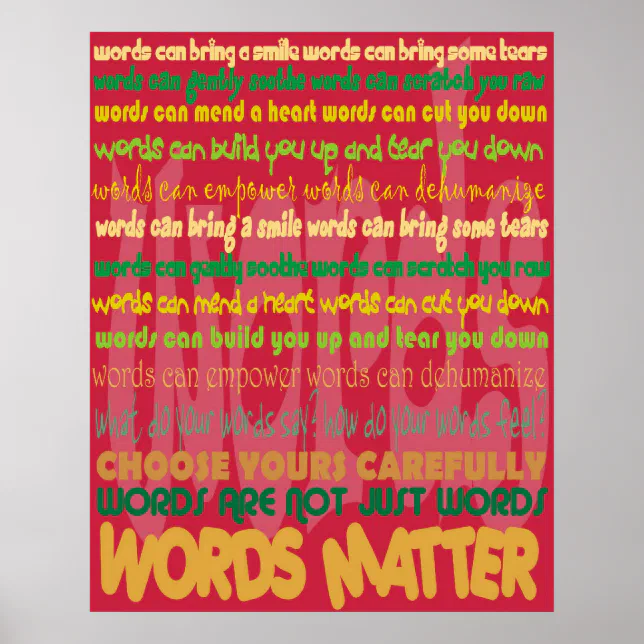 Words Matter (red) Poster | Zazzle