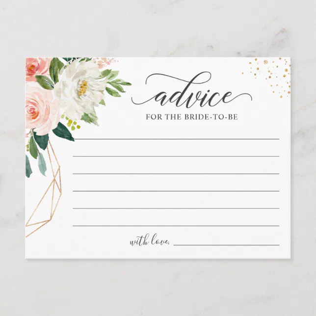 Words of Advice Card Modern Blush Pink Floral | Zazzle