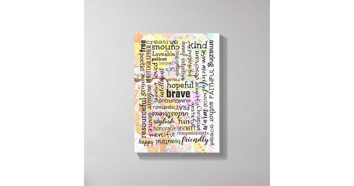 Words of Affirmation Collage Canvas Print | Zazzle