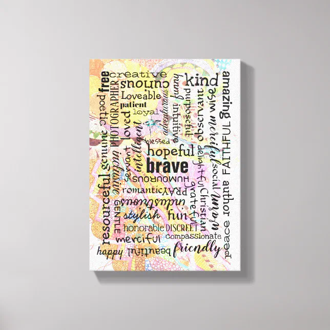 Words of Affirmation Collage Canvas Print | Zazzle