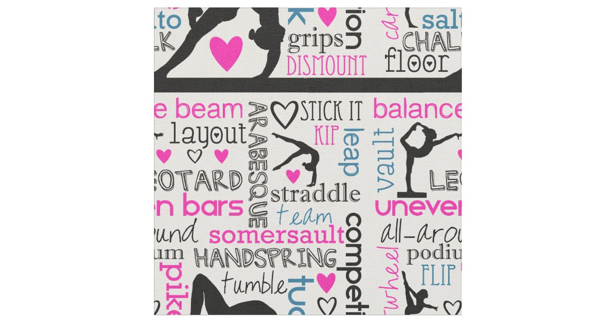 Words of Gymnastics Tri-Color Terminology Fabric | Zazzle