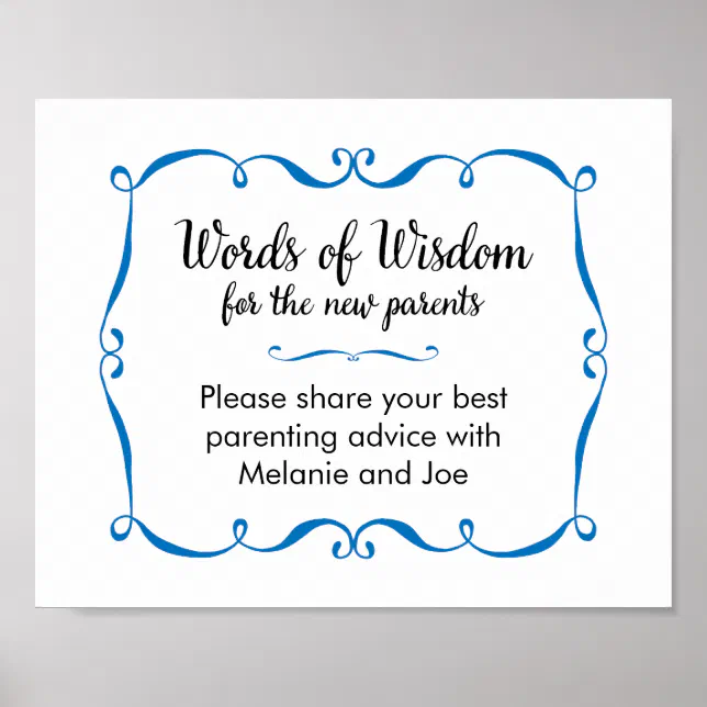 Words of Wisdom Advice for New Parents Sign | Zazzle
