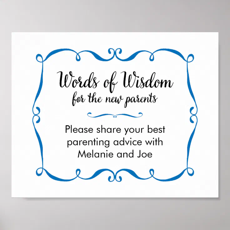 Words of Wisdom Advice for New Parents Sign | Zazzle