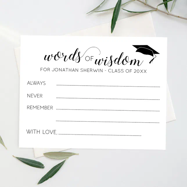 Words of Wisdom Grad Cap Graduation Advice | Zazzle