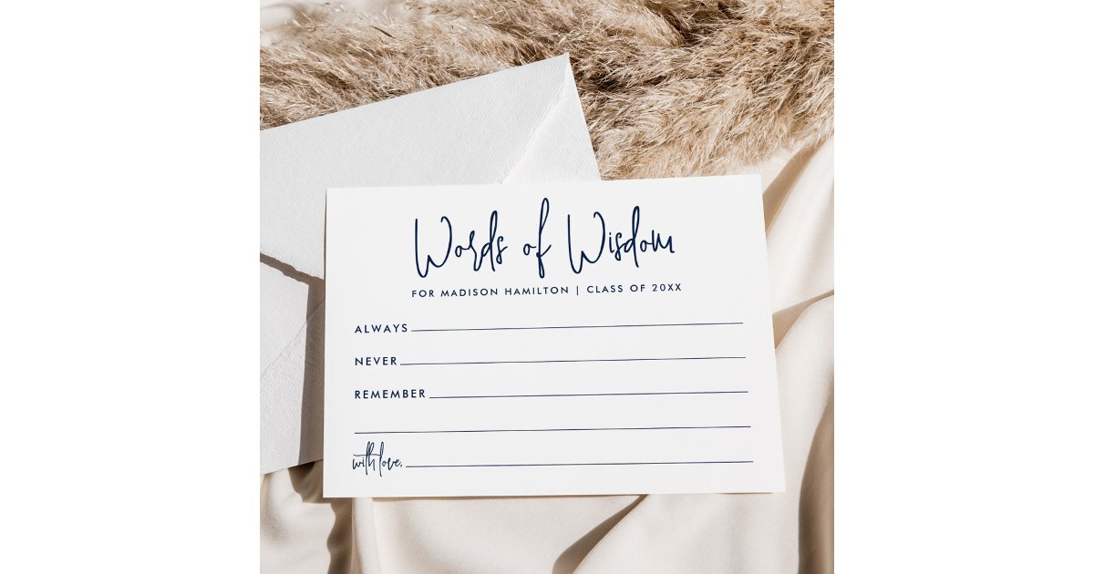 Words of Wisdom Navy Graduation Advice Cards | Zazzle