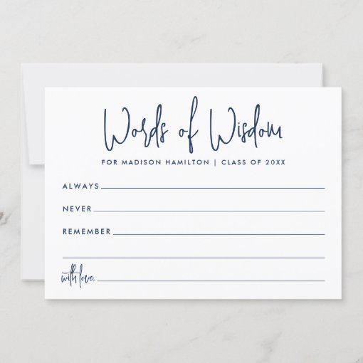 Words of Wisdom Navy Graduation Advice Cards | Zazzle