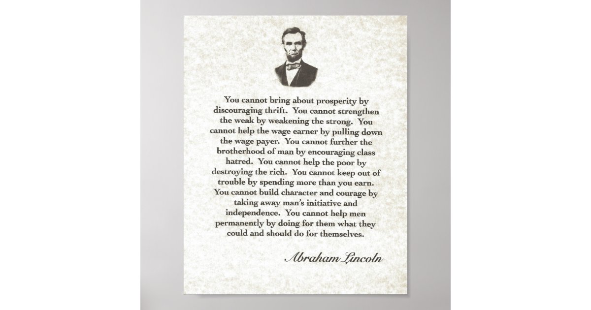Words of Wisdom on Parchment=Abraham Lincoln Poster | Zazzle
