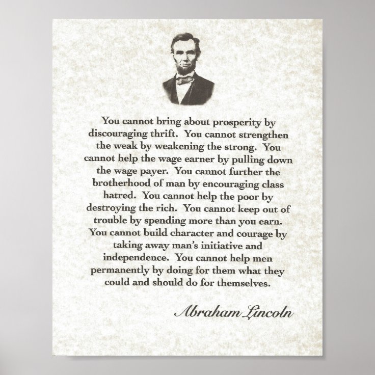Words of Wisdom on Parchment=Abraham Lincoln Poster | Zazzle