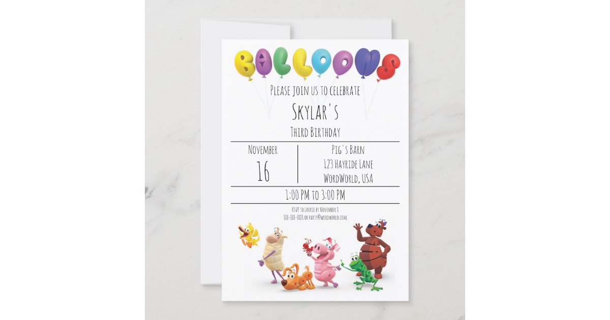 WordWorld Party Invite | Zazzle