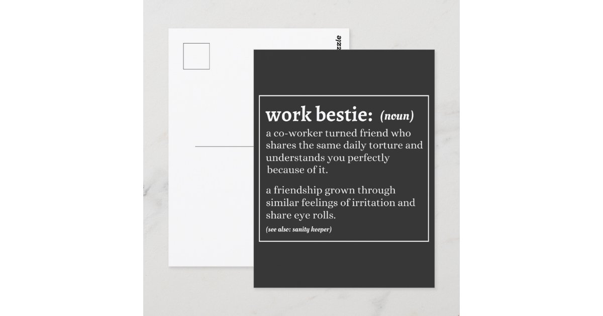 Work Bestie definition Postcard | Zazzle