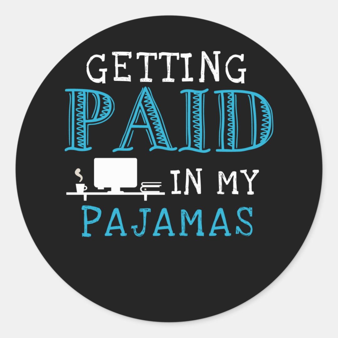 Work From Home Funny Homeoffice Job Classic Round Sticker | Zazzle