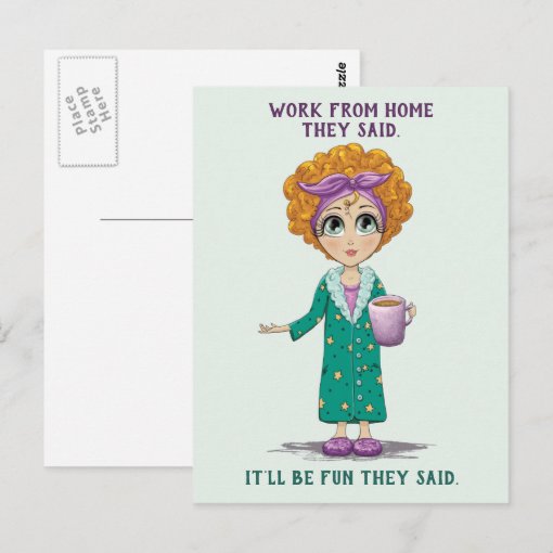 Work From Home Funny Postcard | Zazzle