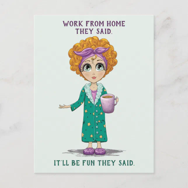 Work From Home Funny Postcard | Zazzle