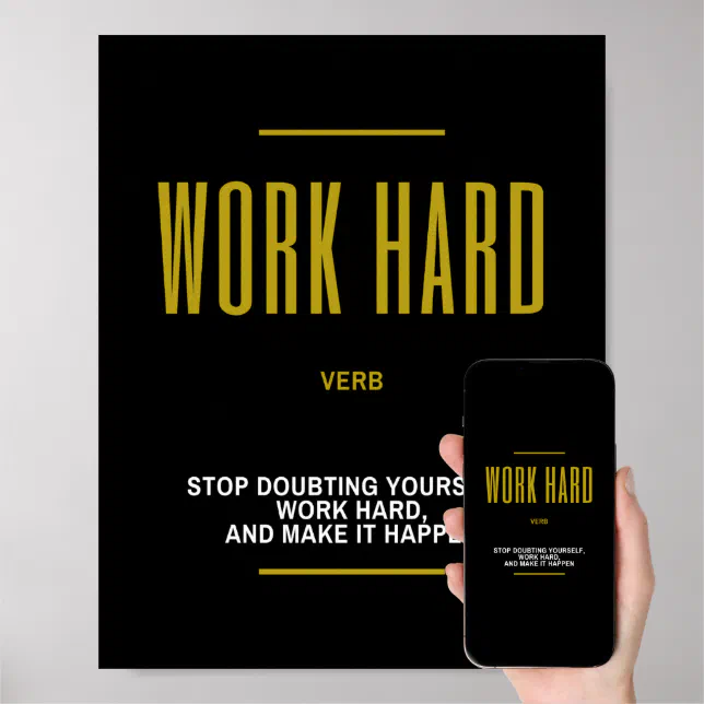 Work Hard Inspirational Quote Poster | Zazzle
