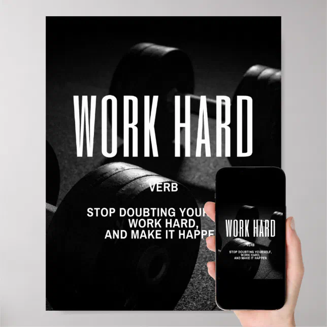 Work Hard Inspiring Quote Poster | Zazzle