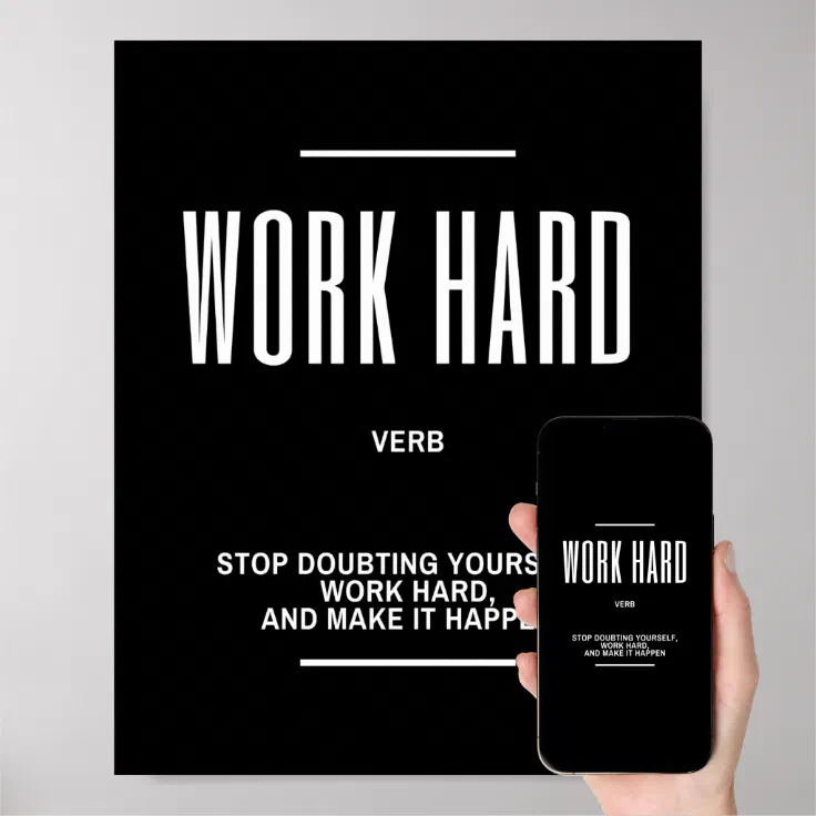 Work Hard Motivational Quote Poster | Zazzle