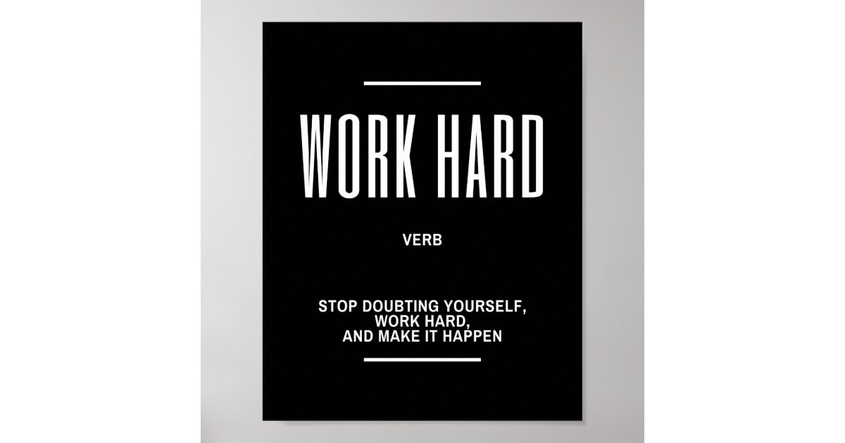 Work Hard Motivational Quote Poster | Zazzle