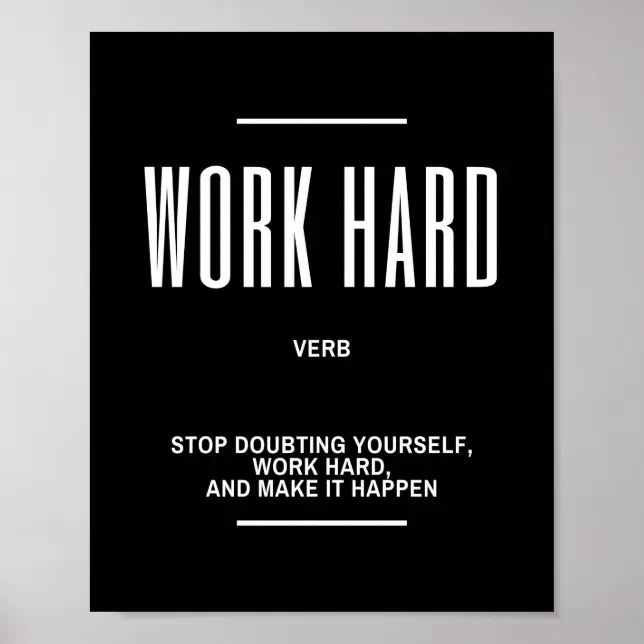 Work Hard Motivational Quote Poster | Zazzle
