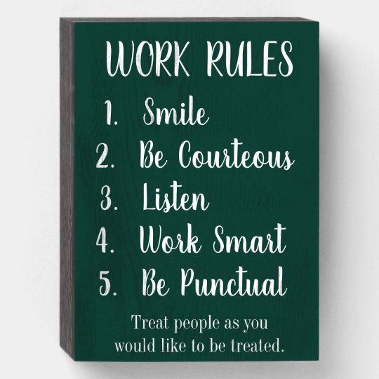 Work Rules Chalkboard Green Wood Box Plaque Sign | Zazzle.com