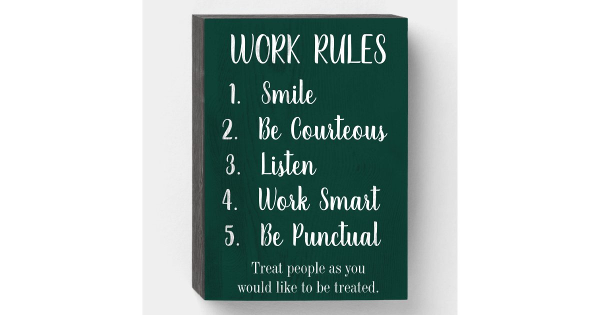Work Rules Chalkboard Green Wood Box Plaque Sign | Zazzle