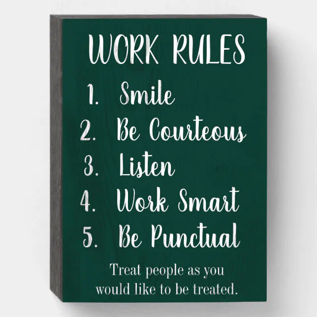 Work Rules Chalkboard Green Wood Box Plaque Sign | Zazzle