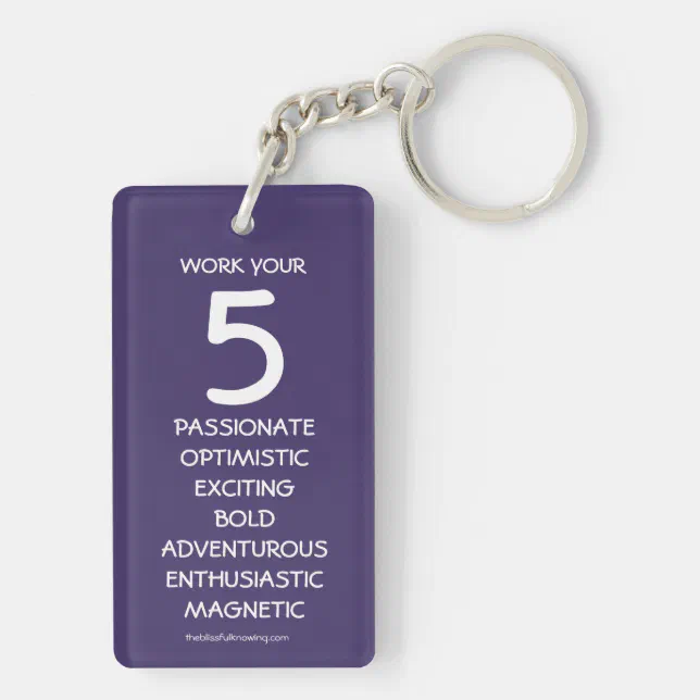 "Work your 5" Numerology Key Chain for Number 5 | Zazzle