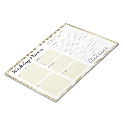 Workday Planner (gold animal print) Notepad | Zazzle