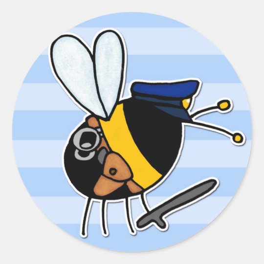 worker bee - police officer classic round sticker | Zazzle.com