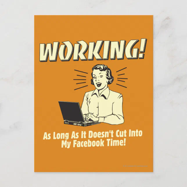 Working: Cut into Facebook Time Postcard | Zazzle