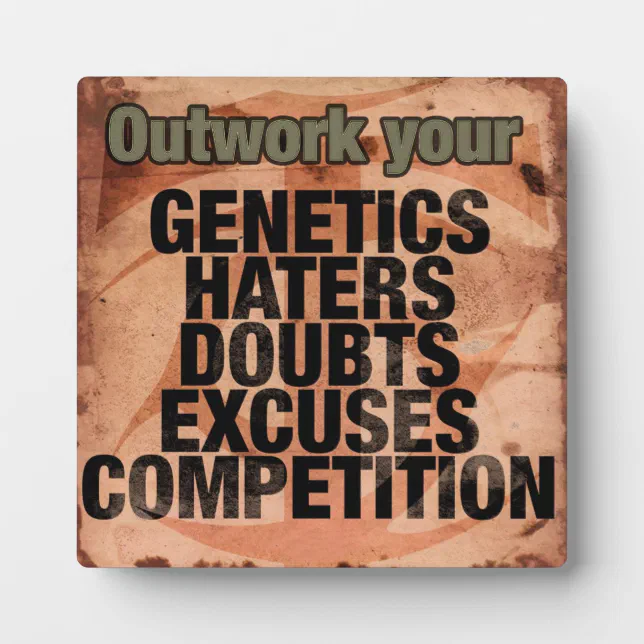Workout Inspirational Words - Outwork - Motivation Plaque | Zazzle
