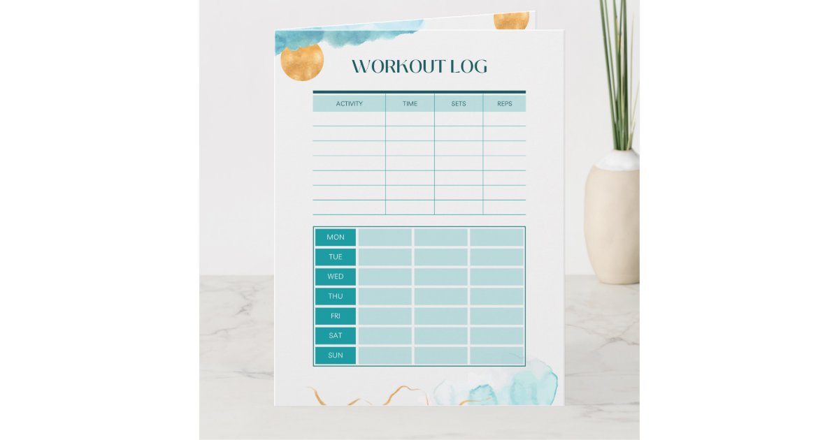 Workout Log and Fitness Tracker Card | Zazzle
