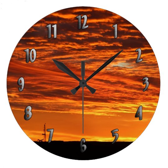 Workover Rig at Sunset Clock (with Numbers) | Zazzle.com