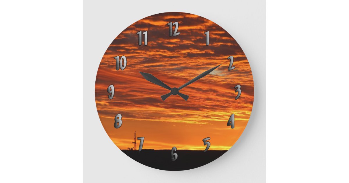 Workover Rig at Sunset Clock (with Numbers) | Zazzle