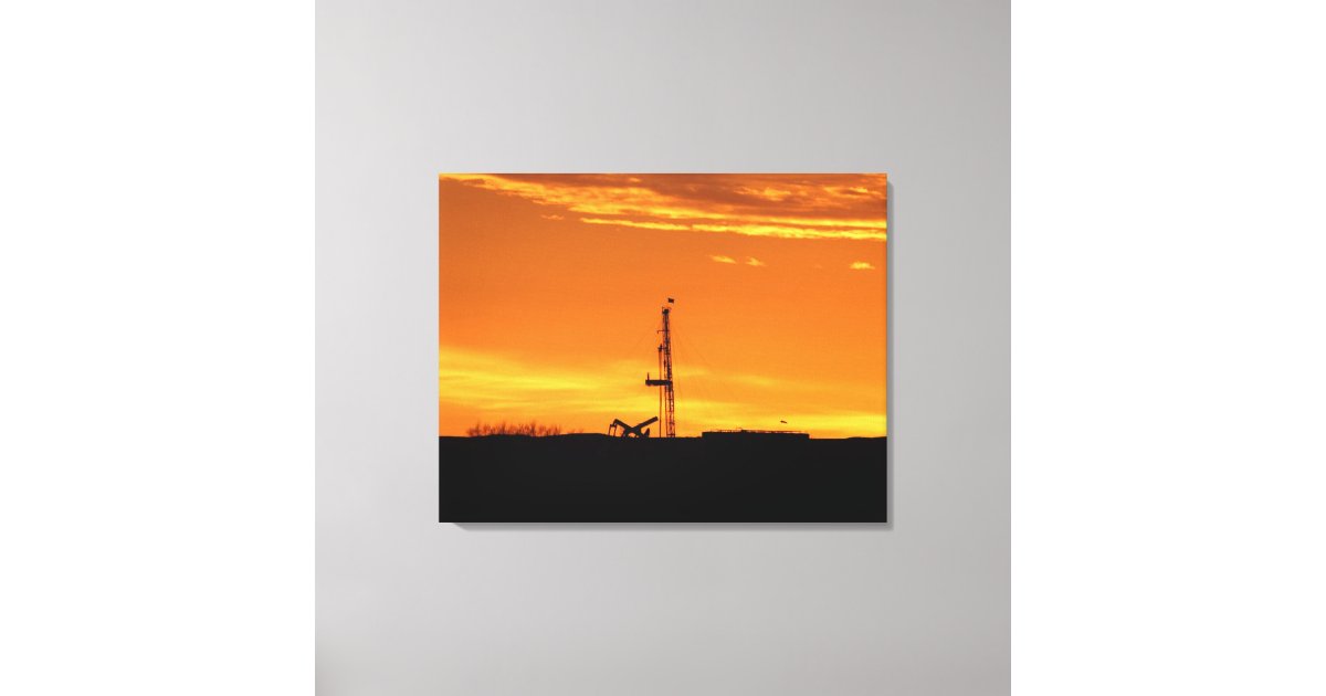 Workover Rig Silhouette at Sunset Canvas Print | Zazzle