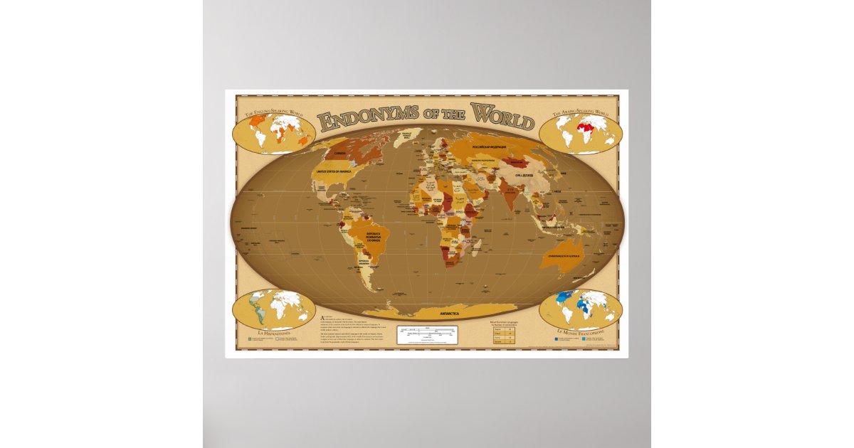 World Countries in their Local Language (Endonyms) Poster | Zazzle